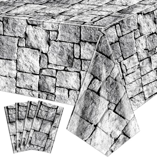 4Pcs Stone Wall Tablecloths, Rectangular Medieval Castle Themed Brick ...
