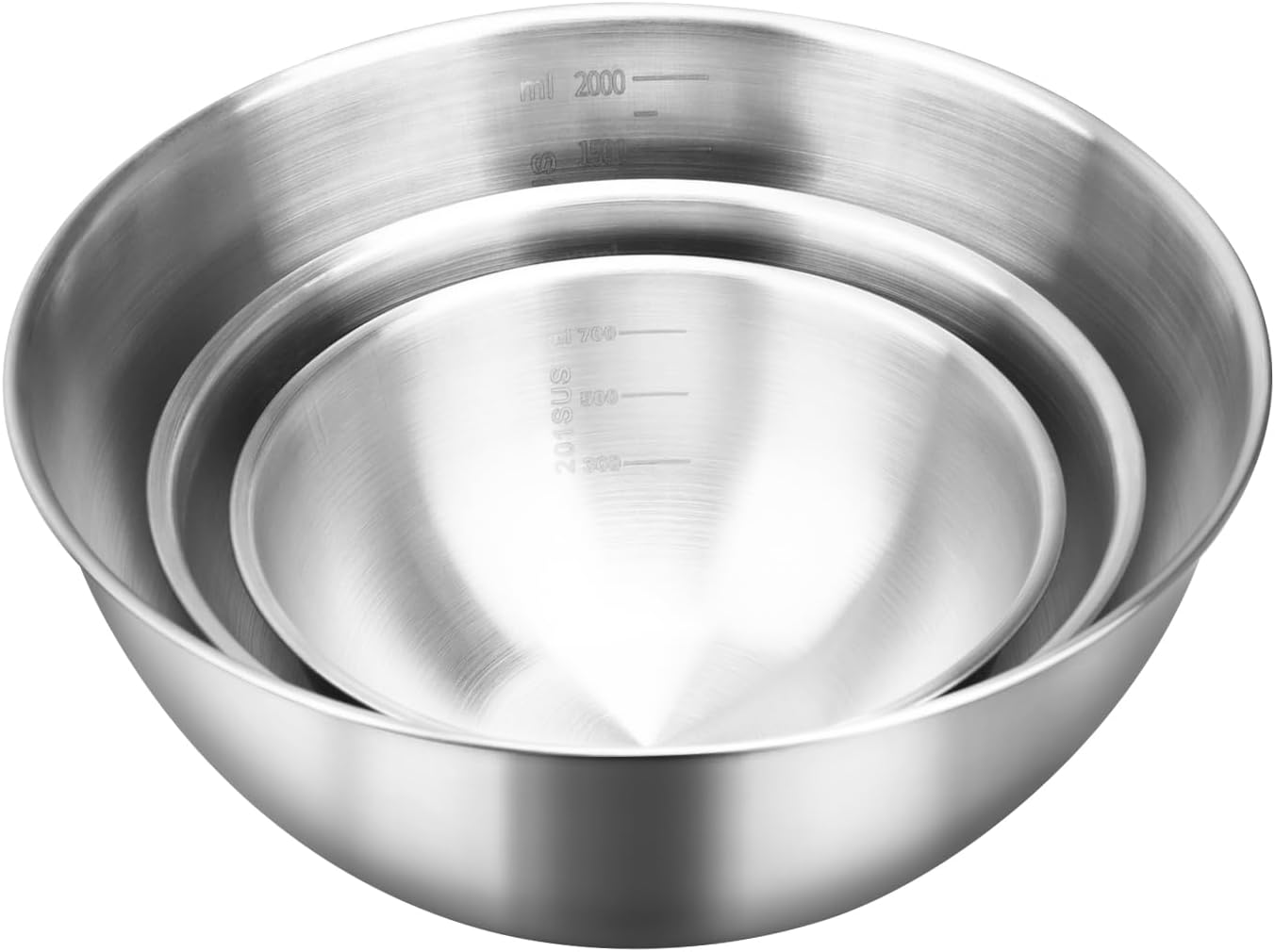 Amazon.com: BSDLZCH 3pcs Stainless Steel Mixing Bowls for Kitchen Prep ...