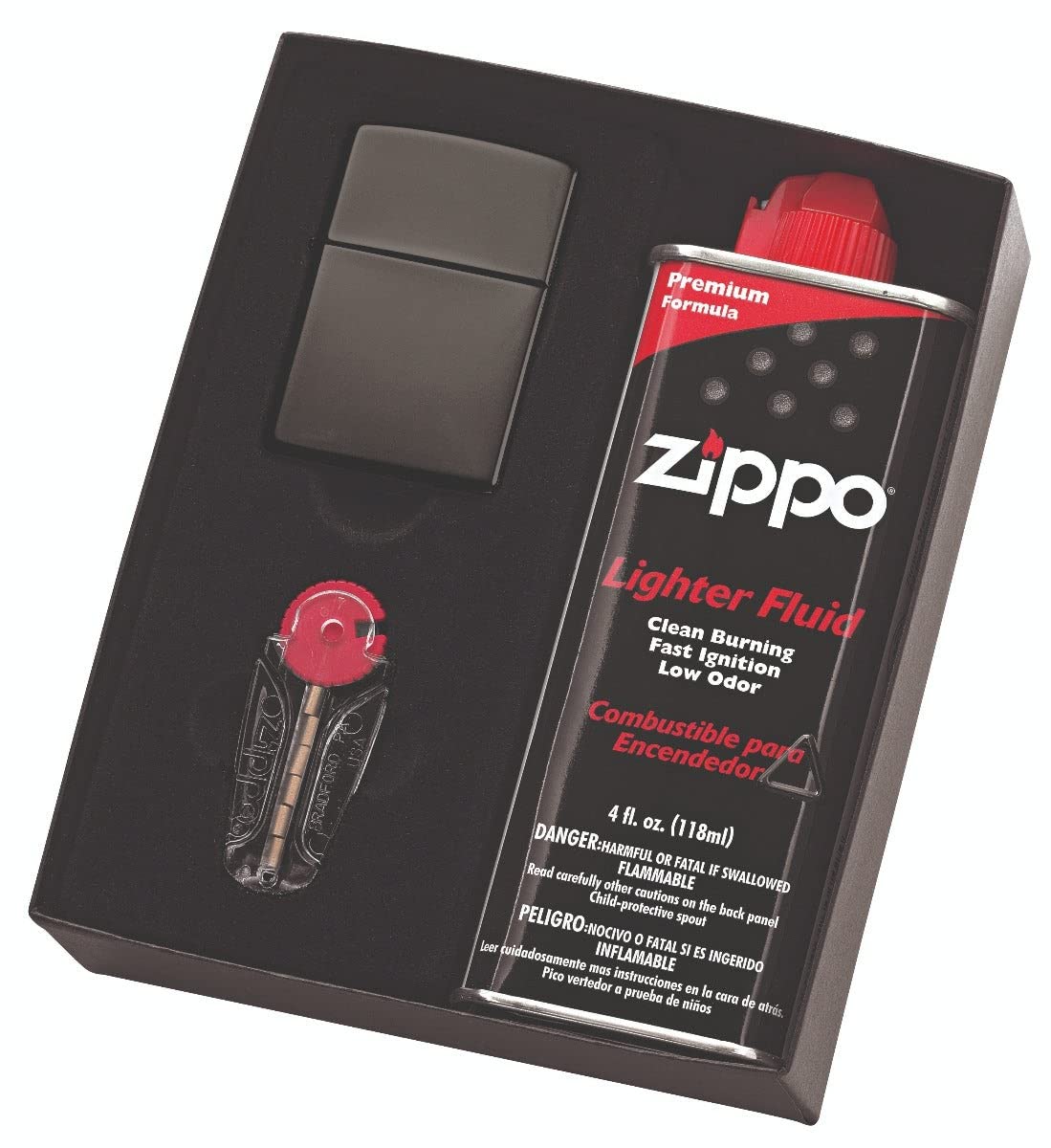 Zippo Black Ice Lighter with Fluid and Flints, Gift Set : Amazon.com.au ...