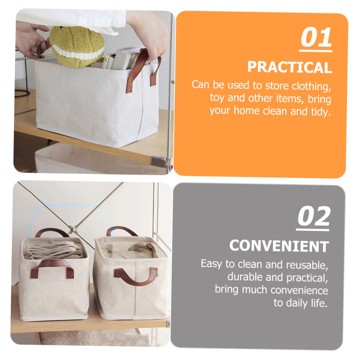 Levemolo Box Cloth Storage Bin Cute Shelf Baskets for Storage Cloth ...