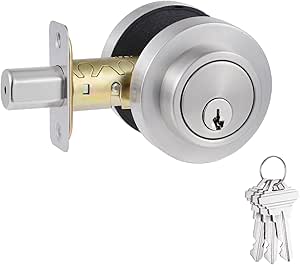 Comfhouse 1 Side Keyed Deadbolt Lock,Single Cylinder Dead Bolt, Satin ...