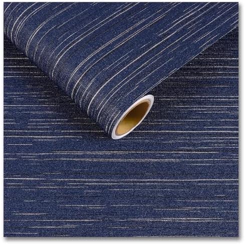 CRE8TIVE Dark Blue Grasscloth Peel and Stick Wallpaper Textured Blue ...