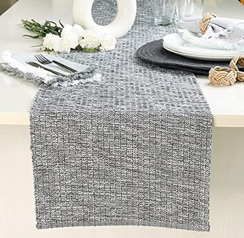 Amazon.com: CHARDIN HOME Recycled Cotton Grey Honeycomb Table Runners ...