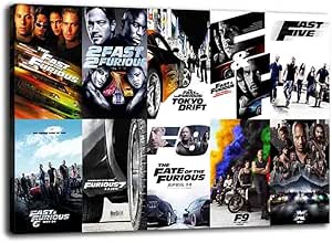Amazon.com: Movie Fast and Furious 1-10 Poster Collection Canvas Wall ...