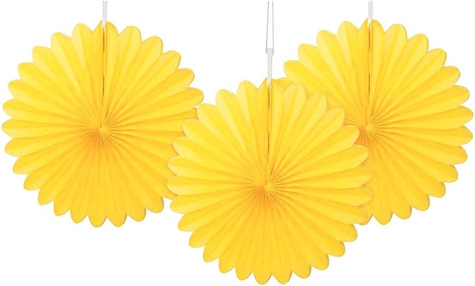 Amazon.com: Unique Tissue Paper Hanging Fan Decorations, 6", Yellow ...