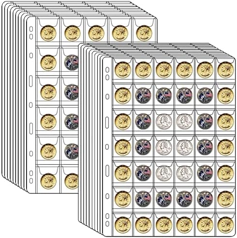 Amazon.com : QWORK 24 Sheets Coin Collection Pages, Coin Pocket for ...