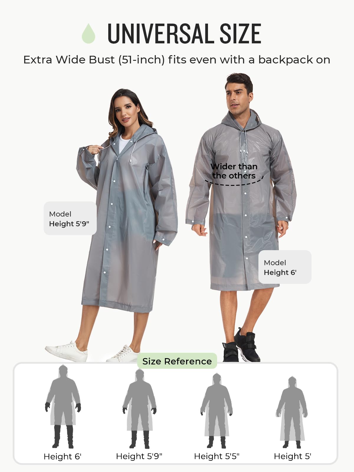 Snapklik.com : SaphiRose Extra Long Rain Ponchos For Adults - EVA Rain ...