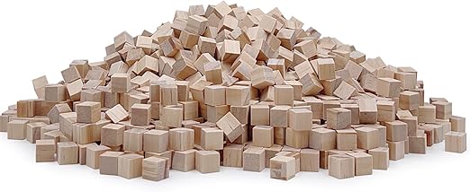 Amazon.com: 1 cm Wood Blocks for Crafts, Unfinished Wooden Cubes ...