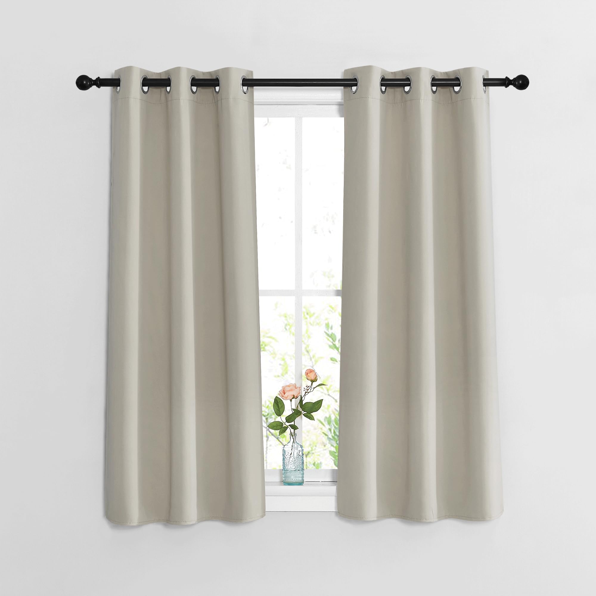 Amazon.com: NICETOWN Blackout Bedroom Curtains 48 inches Long - Window ...