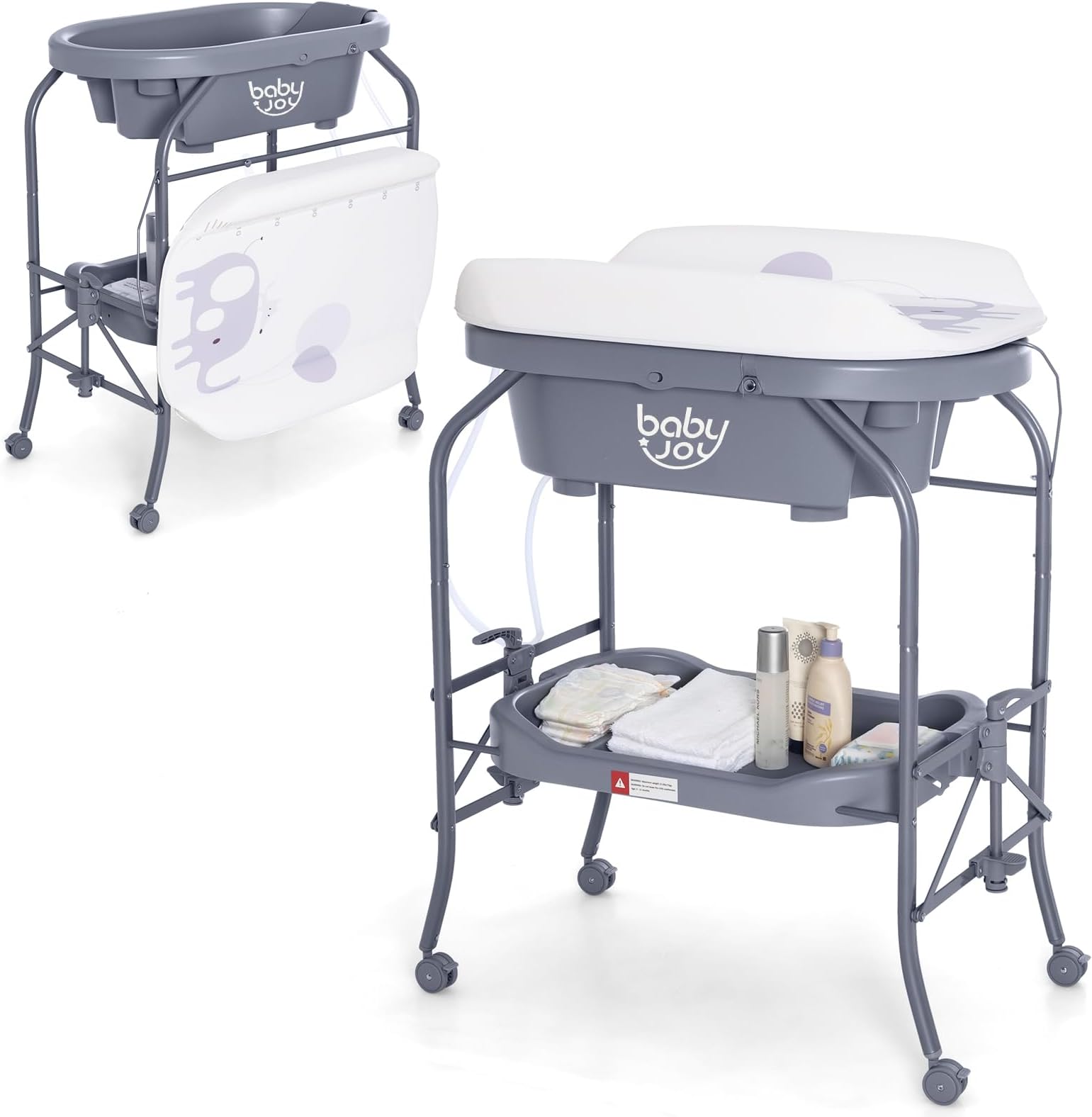 BABY JOY 2 in 1 Baby Changing Table with Bathtub, Folding Diaper ...