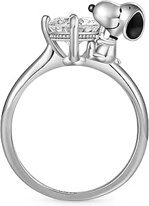 Amazon.com: GNOCE Peanuts Snoopy Hug White Diamond Ring for Women, S925 ...