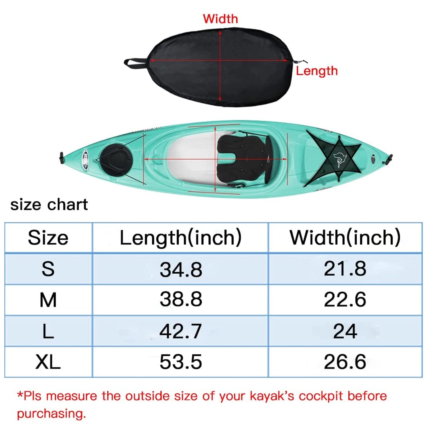 Snapklik.com : Waterproof Oxford Cloth Blocking Kayak Cockpit Cover ...