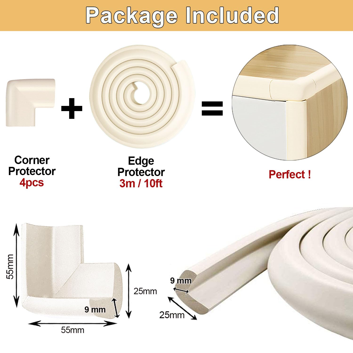 Safety Baby Edge Corner Guards Protector Set, Baby Proofing 3M/10ft ...