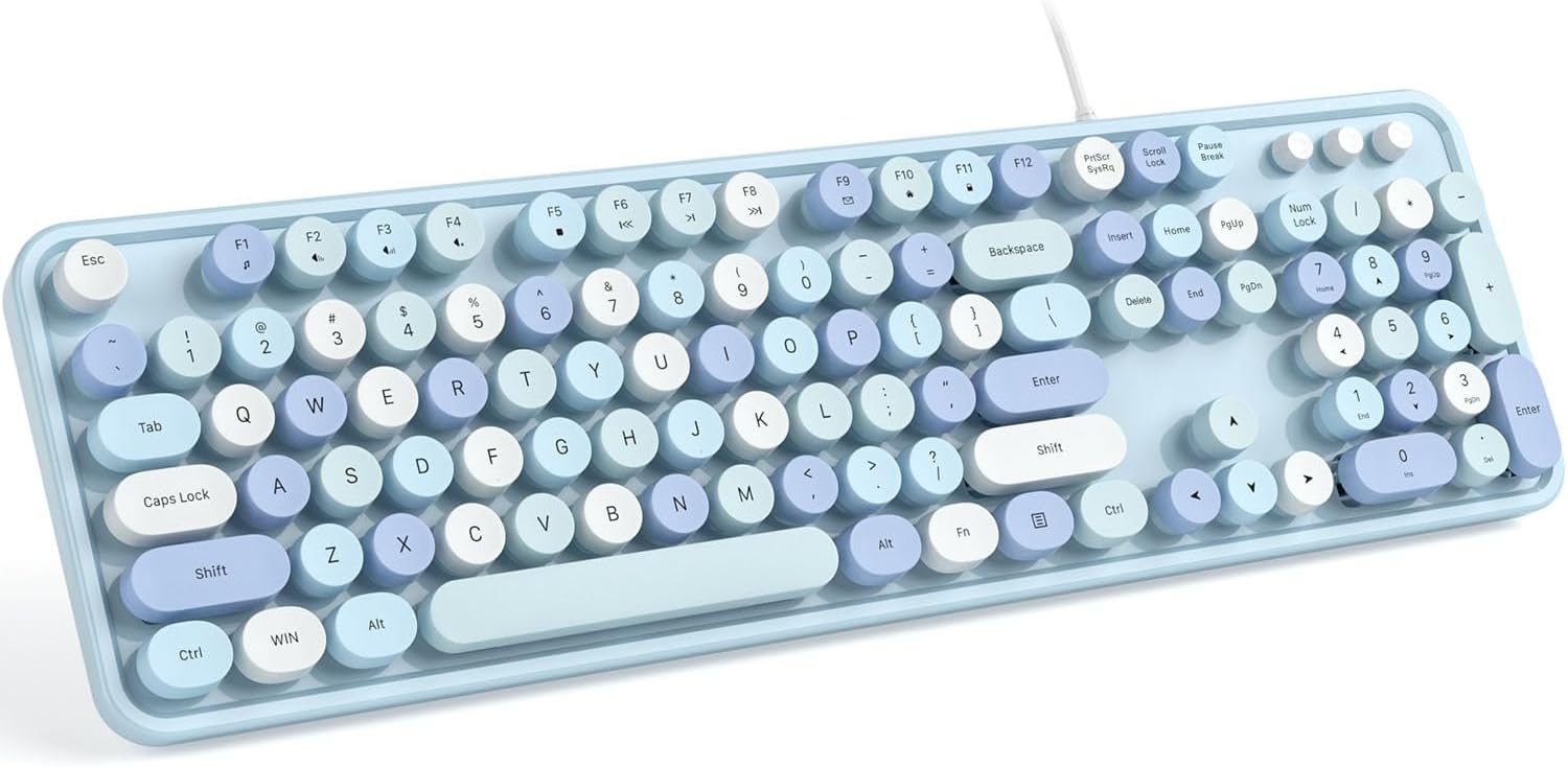 Amazon.com: Meidosa Wired Computer Keyboard, Full Size Typewriter Retro ...