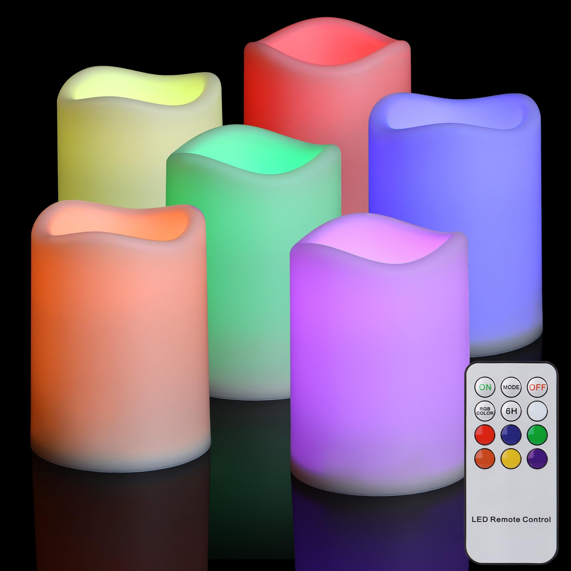 Amazon.com: FREEPOWER Colored Flameless Candles with Remote Timer,LED ...
