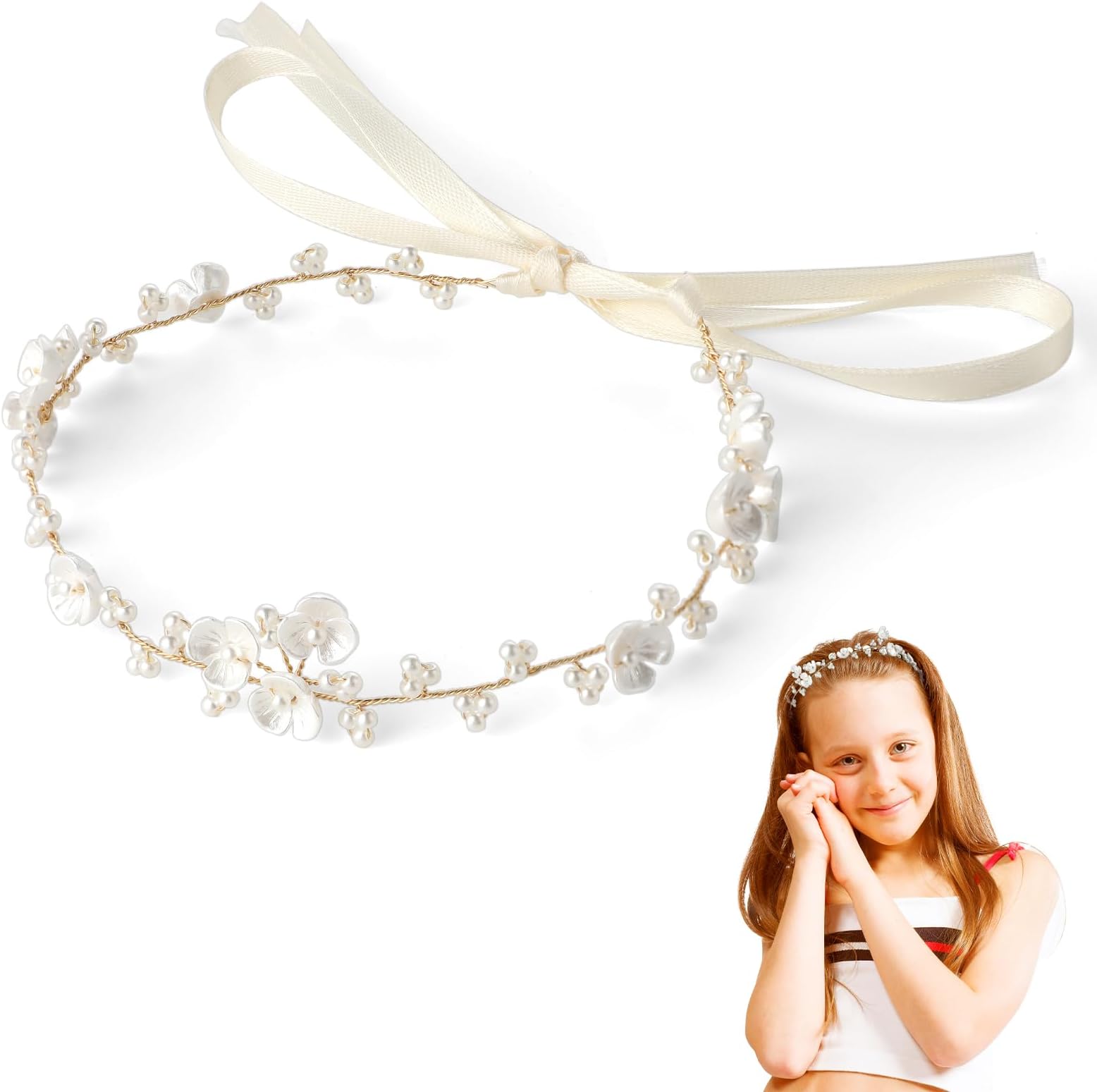 Amazon.com : ZPEXRV Flower Girl Headband, Princess Crystal Headpiece ...