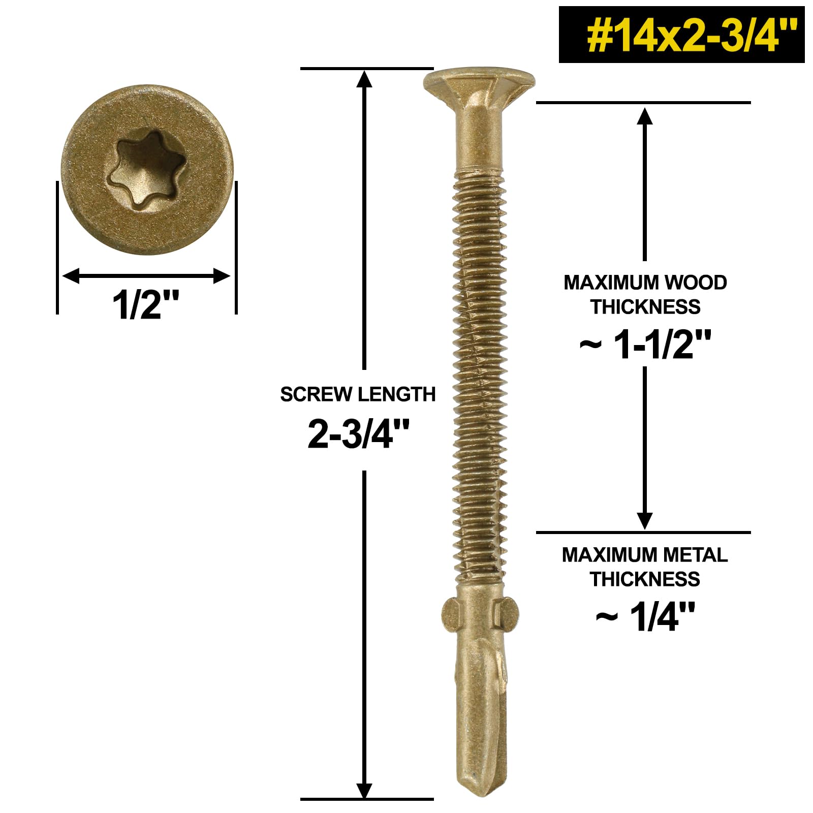 Snapklik.com : #14 X 2-3/4" Trailer Deck Screws, Self-Tapping Sheet ...