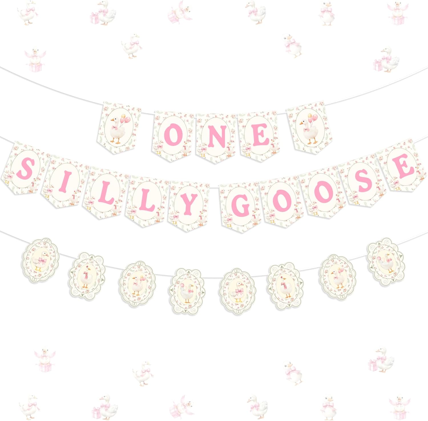Amazon.com: Kreatwow One Silly Goose Banner for Girls Vintage Goose 1st ...