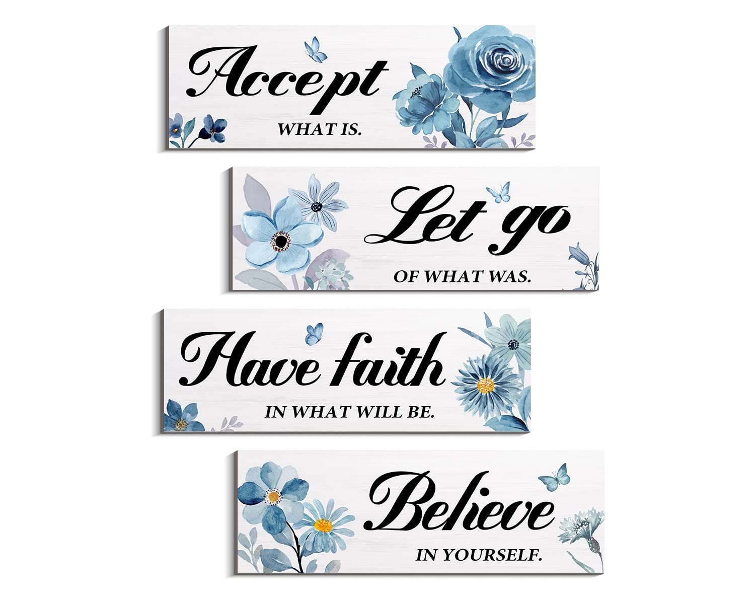 Amazon.com: Creoate Blue Home Wall Decor, 4 Pieces Inspirational Wall ...