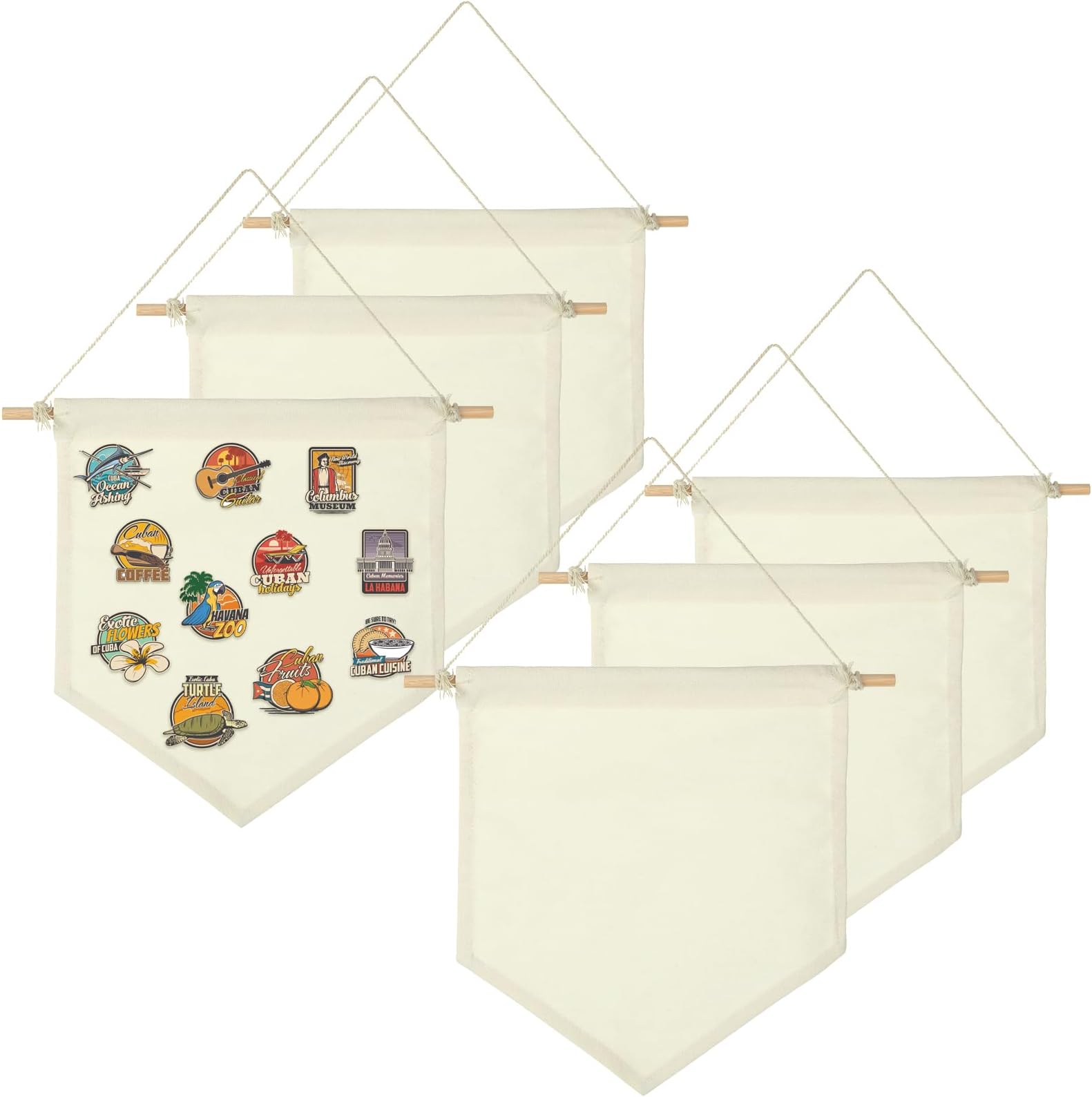 Amazon.com: 6 Pack Canvas Banners Blank with Wooden Dowel, Hanging Wall ...