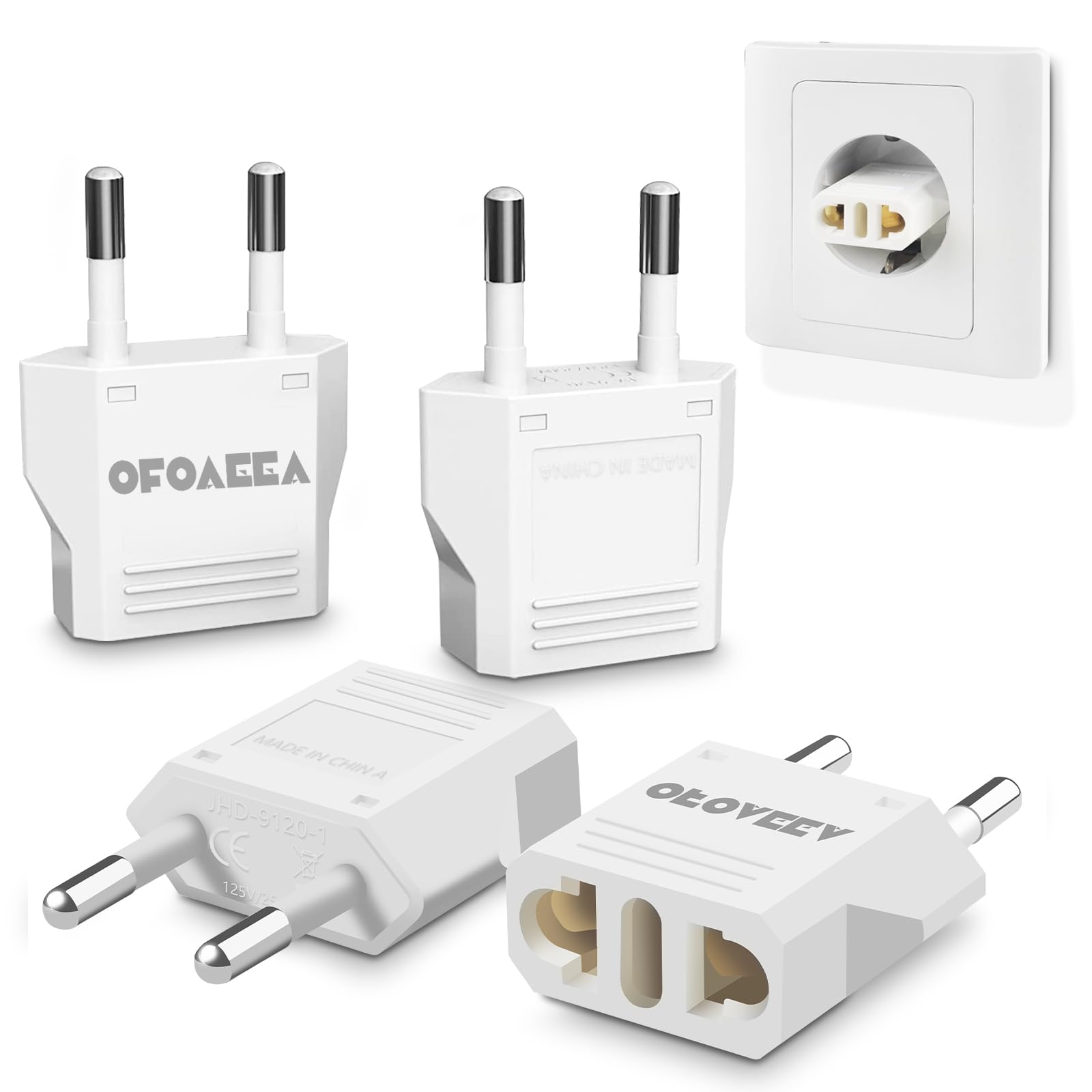 European Travel Plug Adapter, 4-Pack Type F Plug Adapter, US to Europe ...