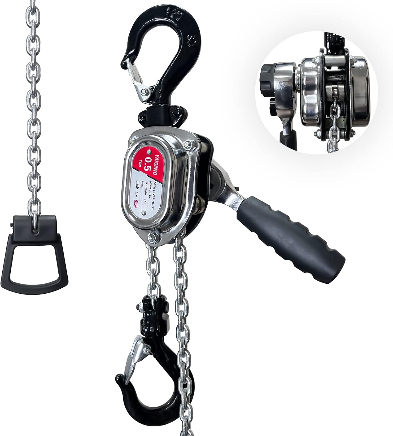 YATOINTO Manual Lever Chain Hoist, 1/2 Ton 1100lbs Mini Lever Block, 3M ...
