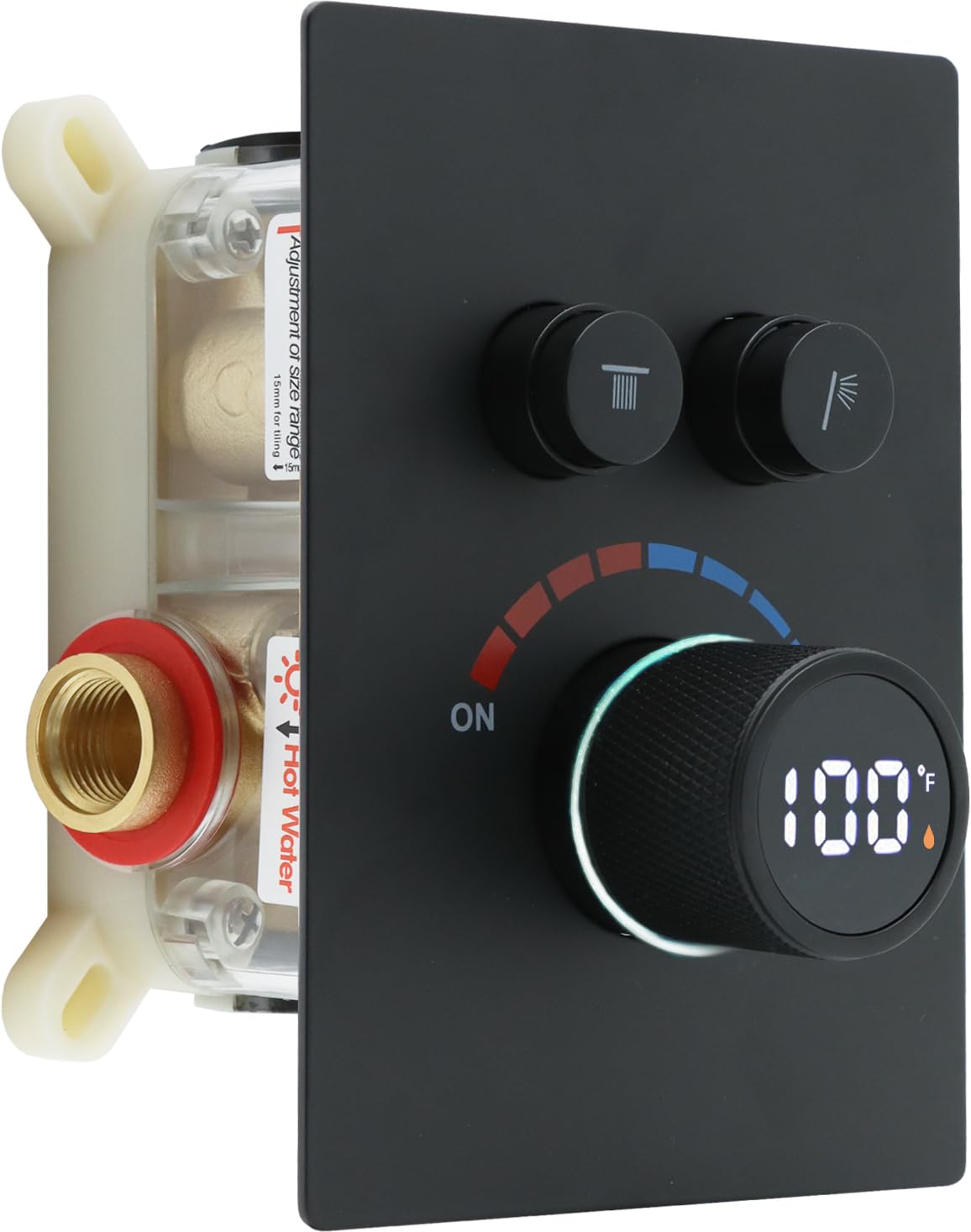 Solid Brass Shower Mixer Valve, Concealed 2 Way Outlet LED Digital ...
