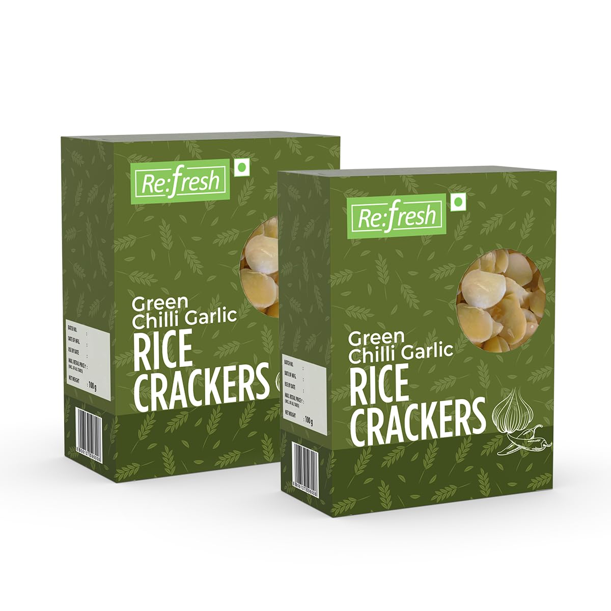 Refresh Green Chilli Garlic Healthy Rice Crackers 200 GM | Khichiya ...