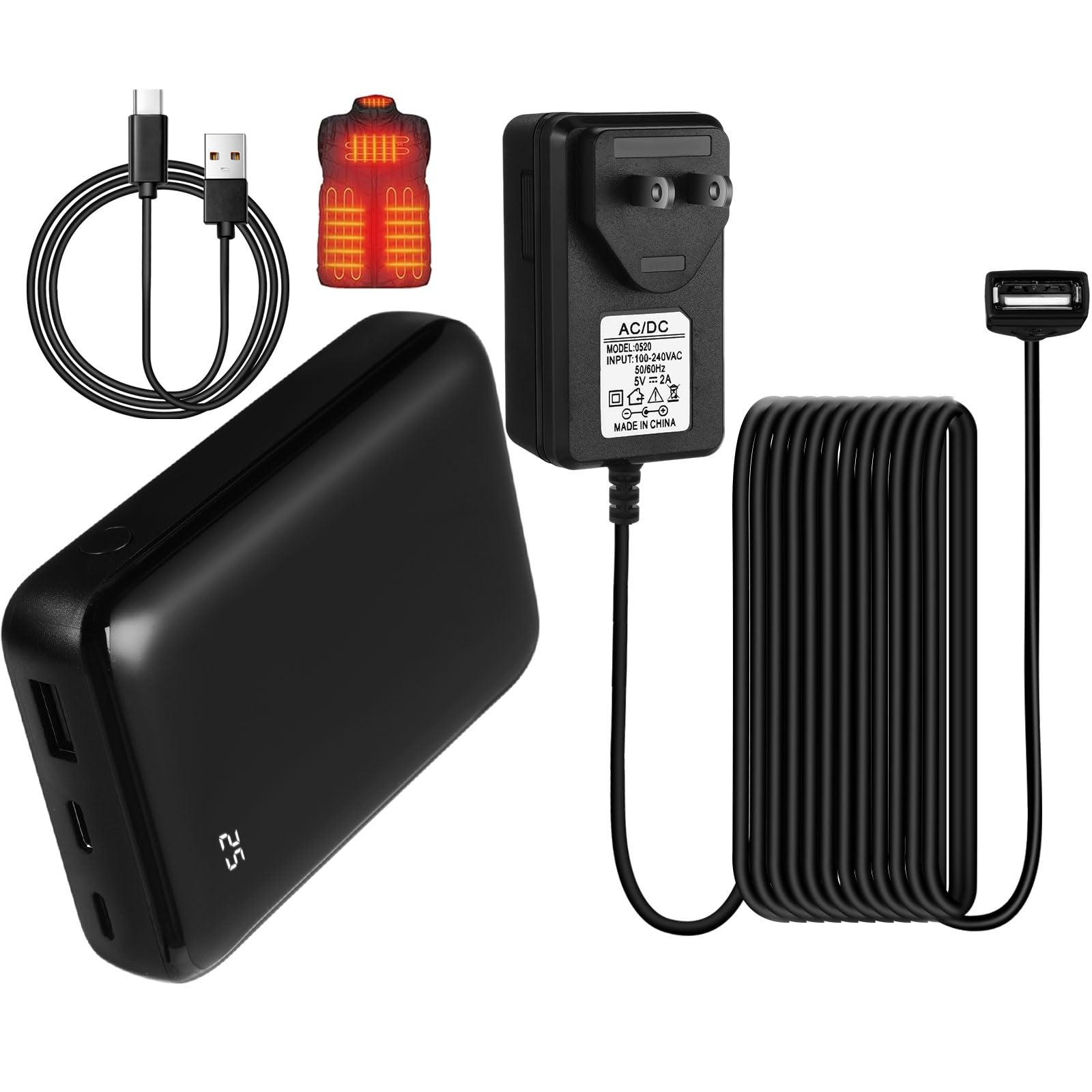 Amazon.com: Relaxweex 5v 2a 10000mah Power Bank for Heated Vest and USB ...