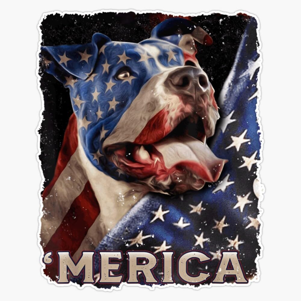 Amazon.com - American Flag Pitbull Patriotic Dog 4Th of July Proud ...