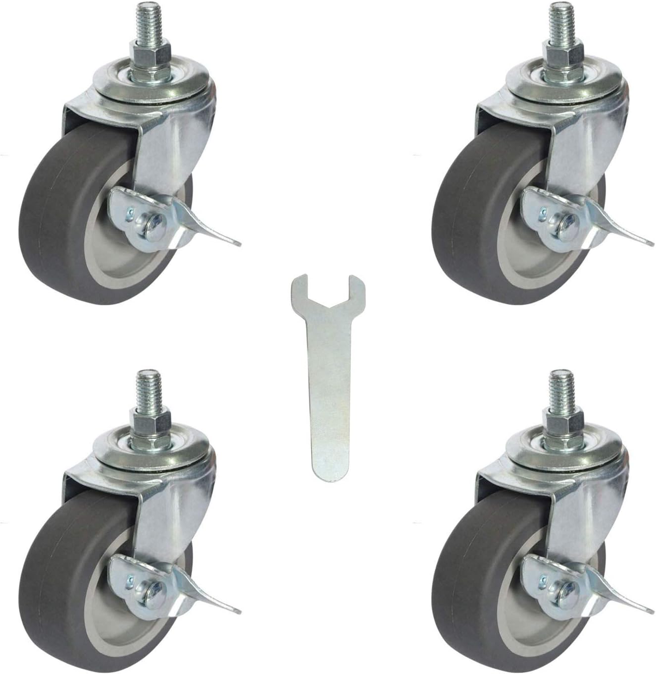 Amazon.com: AAGUT 3 Inch TPR Heavy Duty Casters 3/8"-16 x 1" Threaded ...