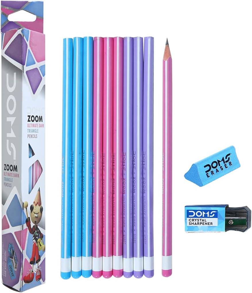 Doms Zoom Ultimate Dark Pencil Box Pack | Triangular Shape For Easy ...