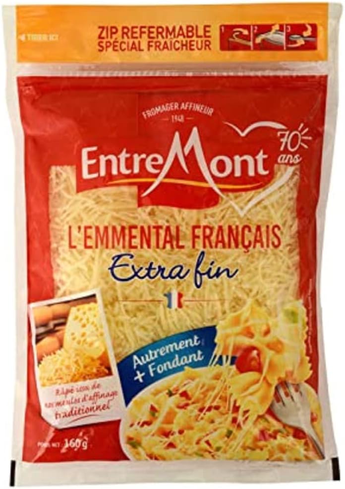 Entremont sachet zip d'emmental francais rape - 45%mg - 160 g : Amazon ...