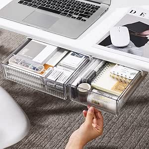 Amazon.com: Stick On Drawers for Under Desk Drawer Slide Out 2 Pack ...