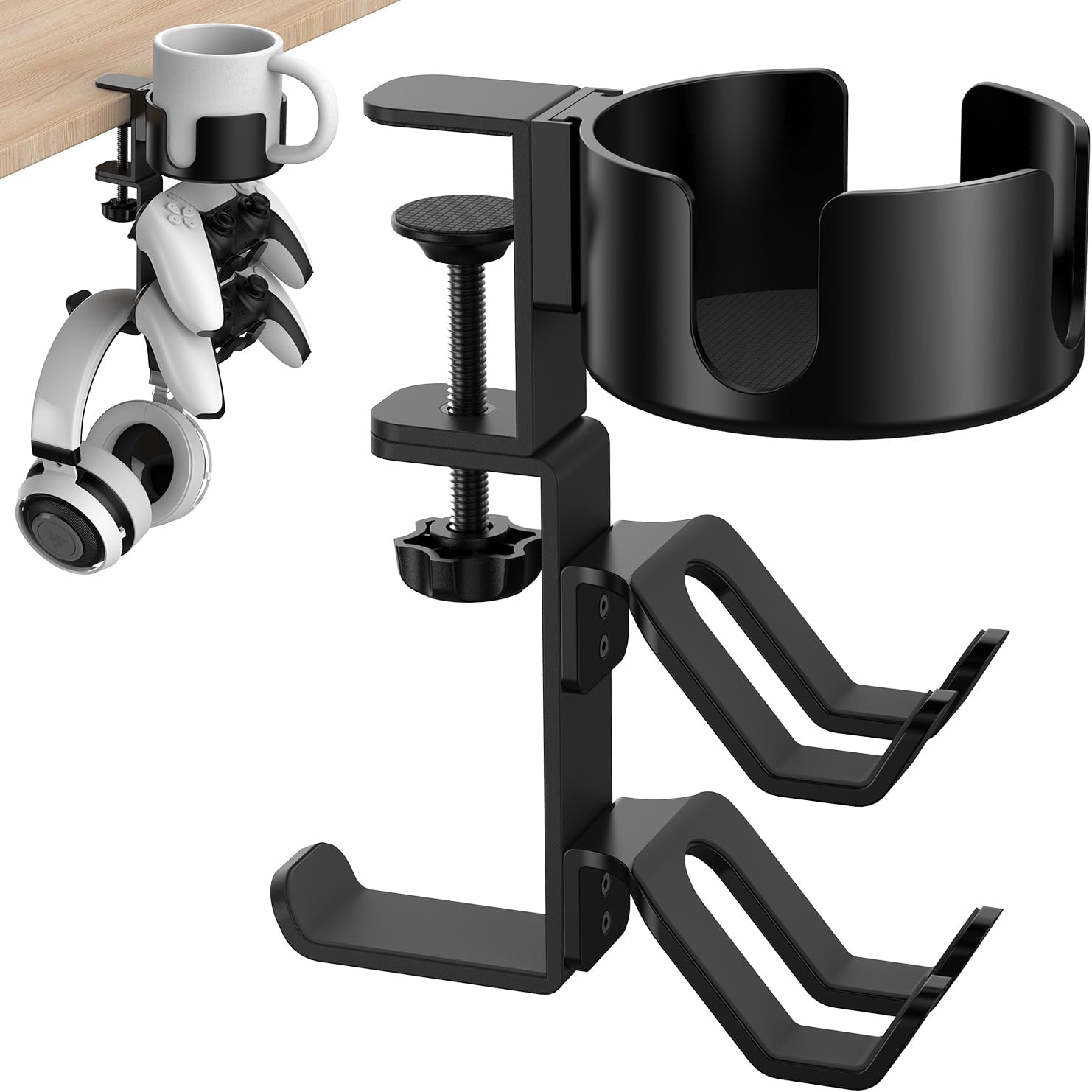 Amazon.com: POWNEW 4 in 1 Desk Cup Holder with Headphone Hanger and ...
