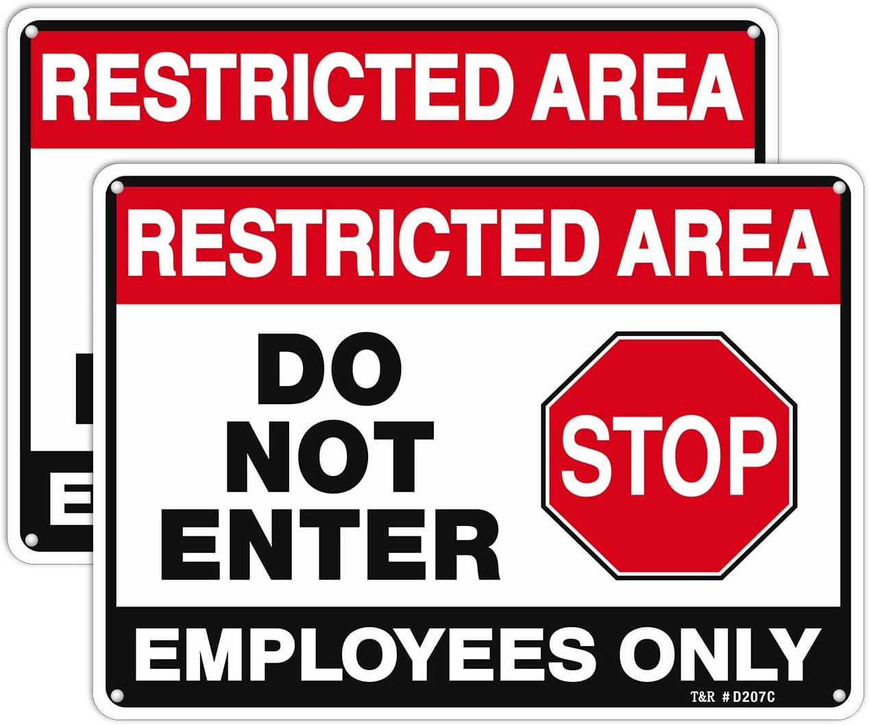 T&R Restricted Area Do Not Enter, Employees Only Sign - 2 Pack - 10 x 7 ...