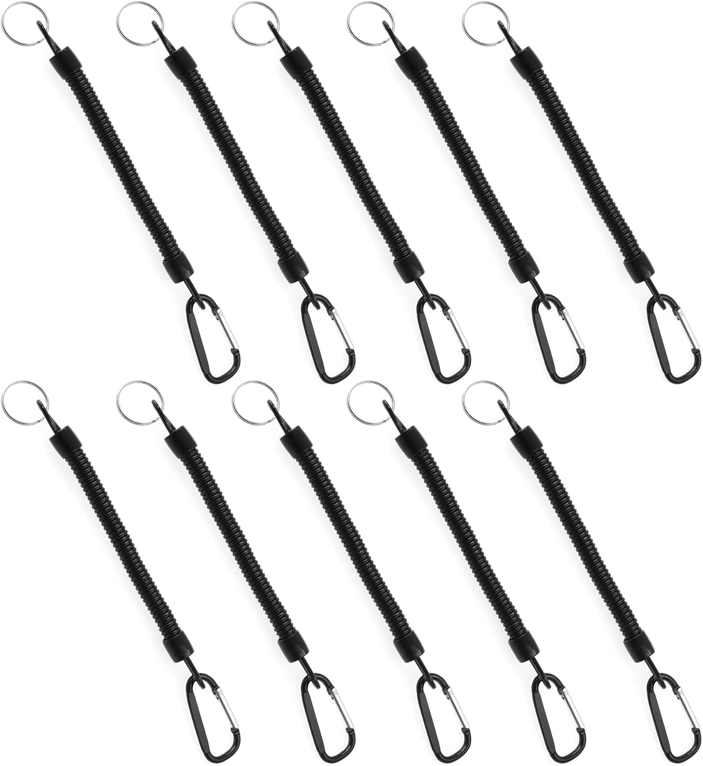 Amazon.com : Unlorspy 10pcs Black Fishing Lanyard Heavy Duty Coiled ...