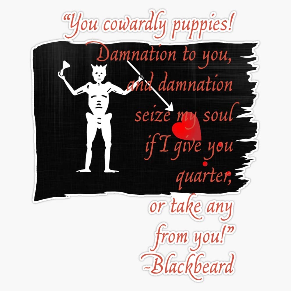 Amazon.com - Blackbeard Flag Sticker Bumper Sticker Vinyl Decal 5"