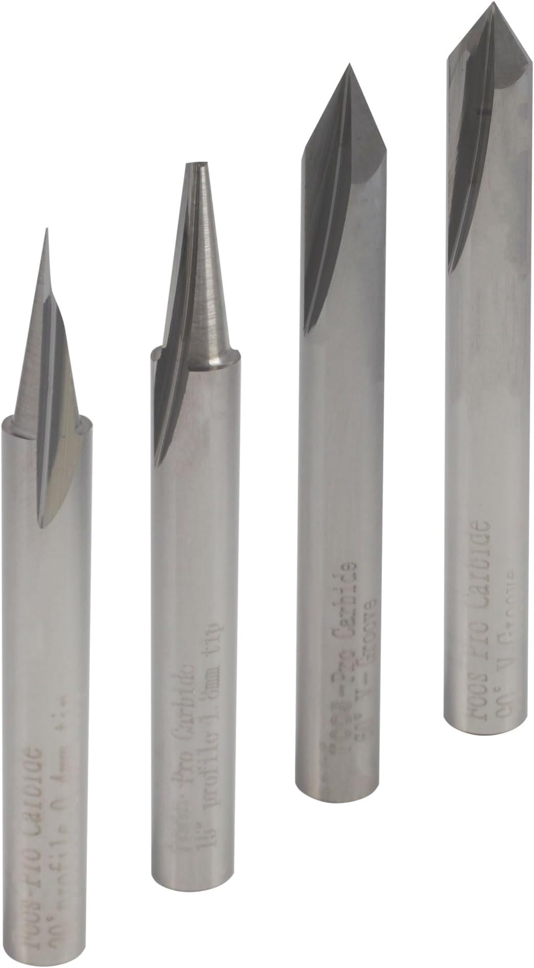 FOOS - Wood Carving Router Bit Set - 4pcs - 1/4” Shanks - Solid Carbide ...