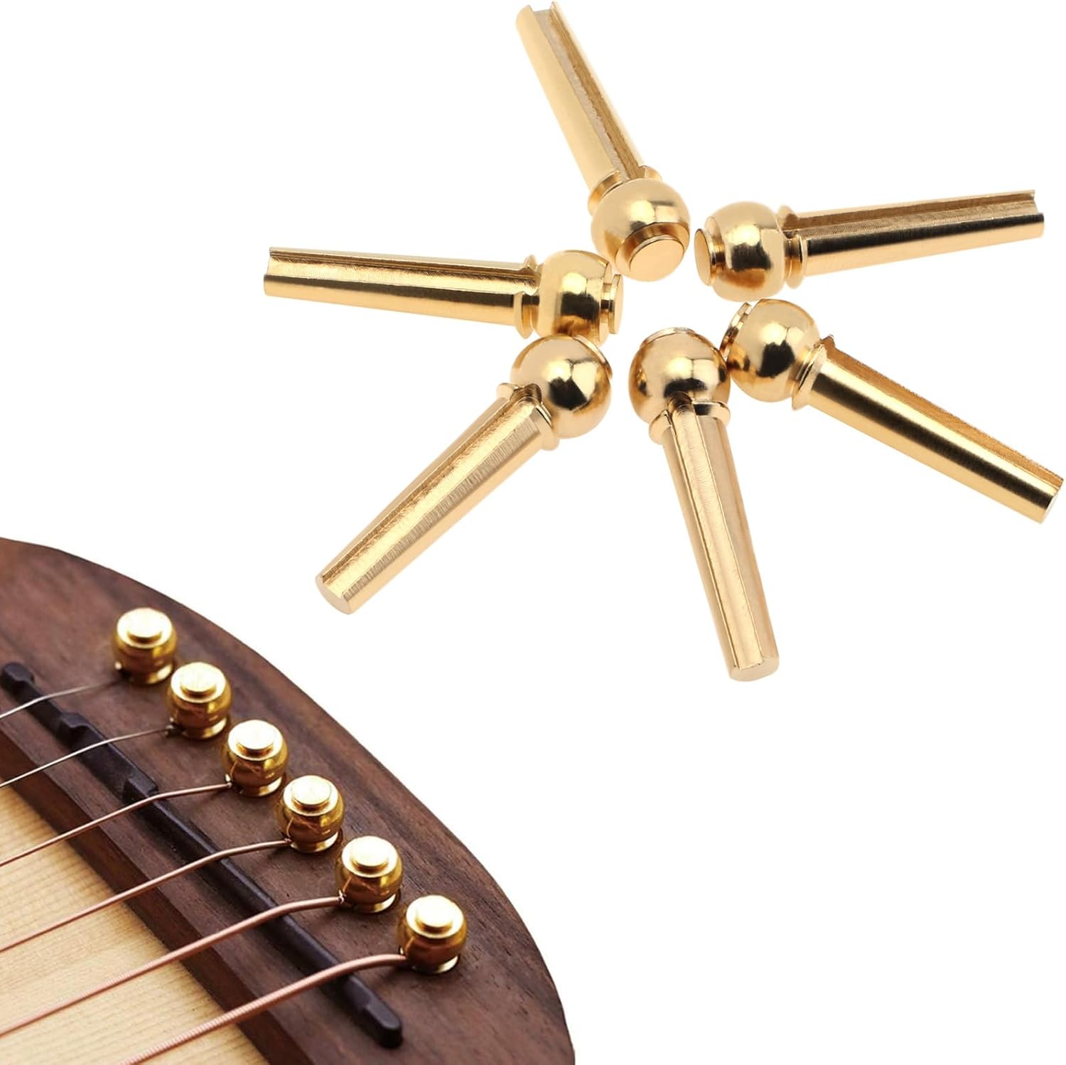 Amazon.com: Guitar Bridge Pins 6pcs, Golden Endpin for Acoustic Guitar ...