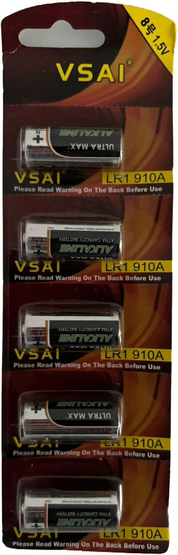Sivitec 5-Pack 1.5V N Size LR1 MN9100 Alkaline Non-Rechargeable ...