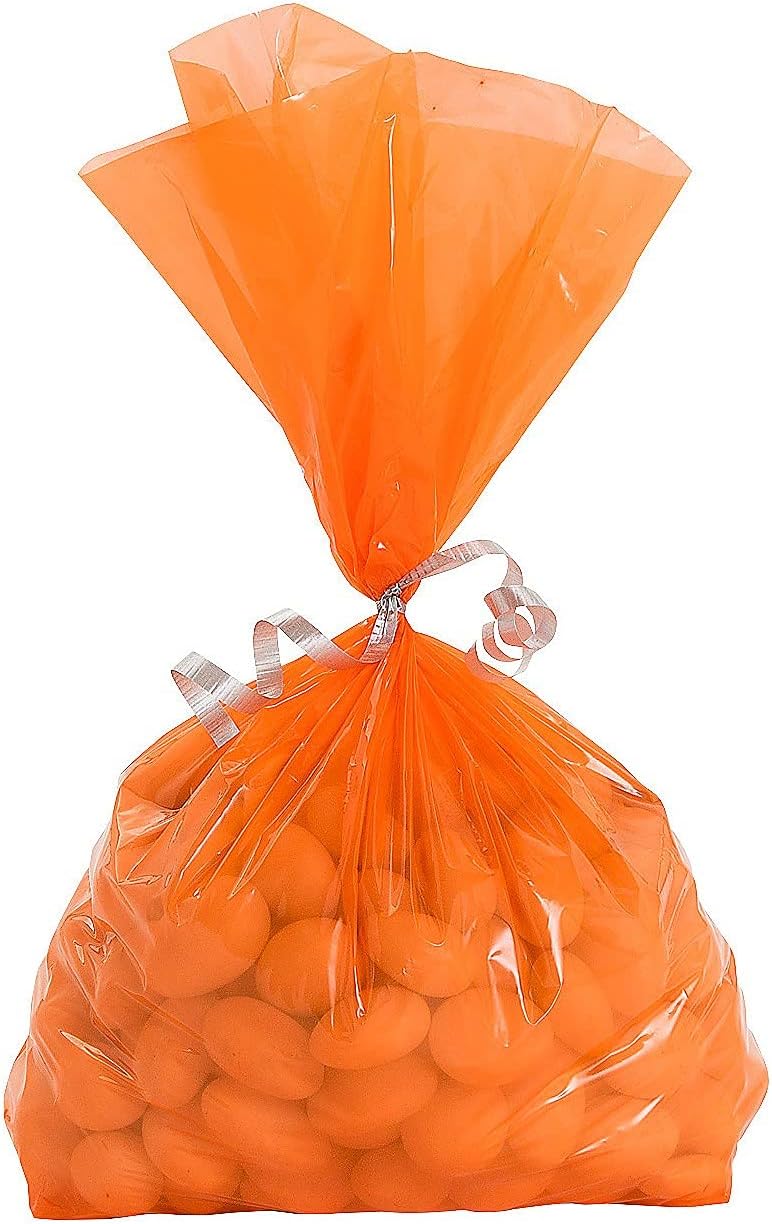 Amazon.com: Fun Express Orange Medium Cellophane Bags - Party Favors ...