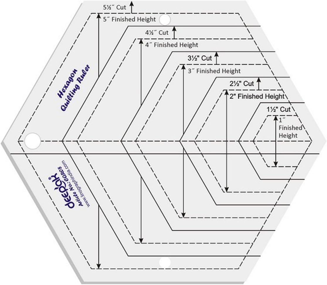 Amazon.com: Hexagon Shape Quilt Designing and Crafting Quilting Ruler ...