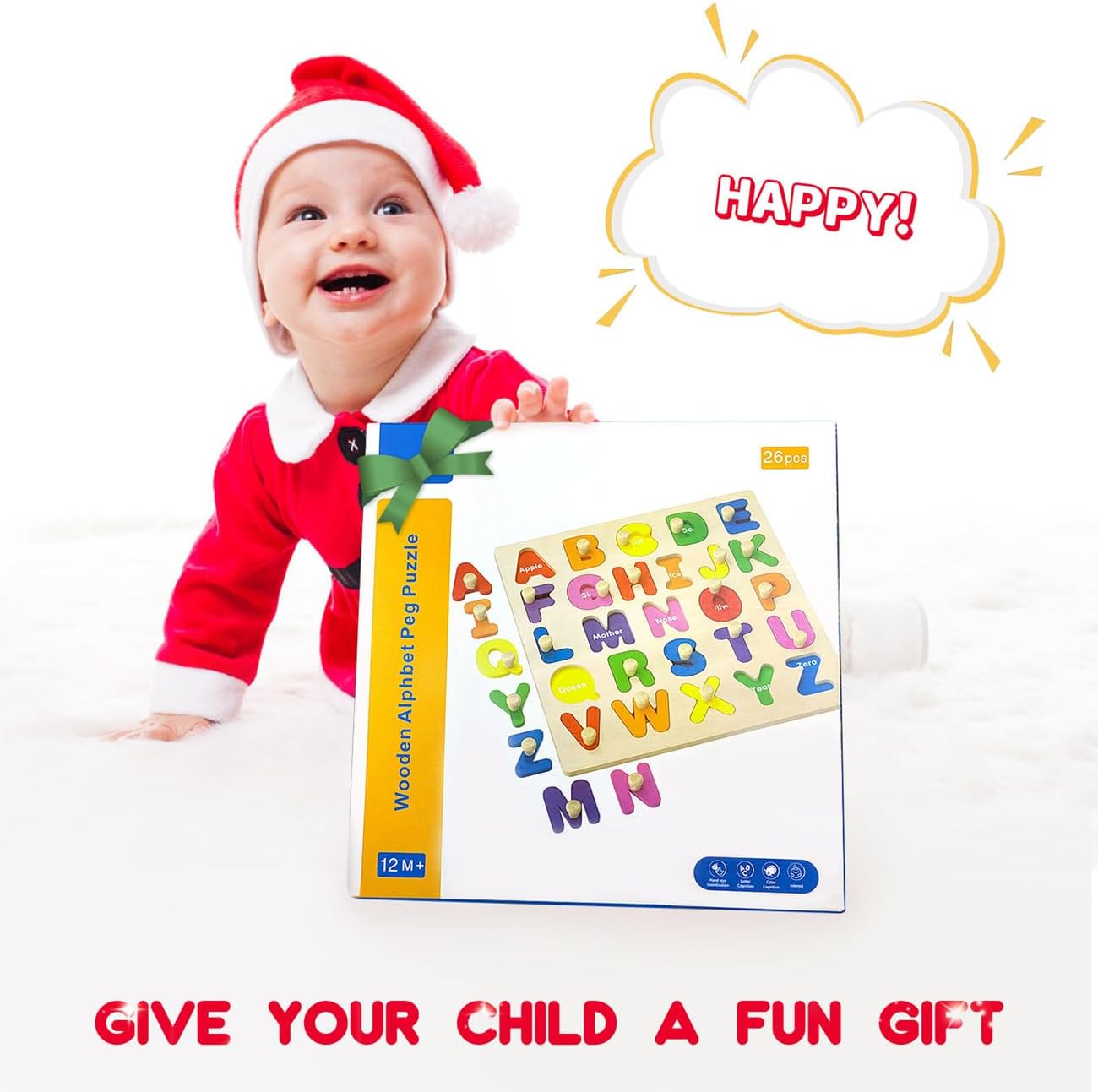 Rompecabezas Del Alfabeto De Madera Para Niños Pequeños De 1 A 3 Años