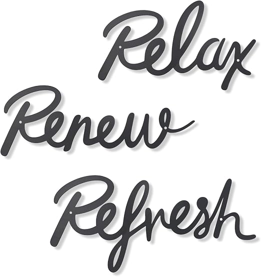 Amazon.com: OYEFLY 3 Pieces Bathroom Decor Metal Bathroom Sign,Relax ...