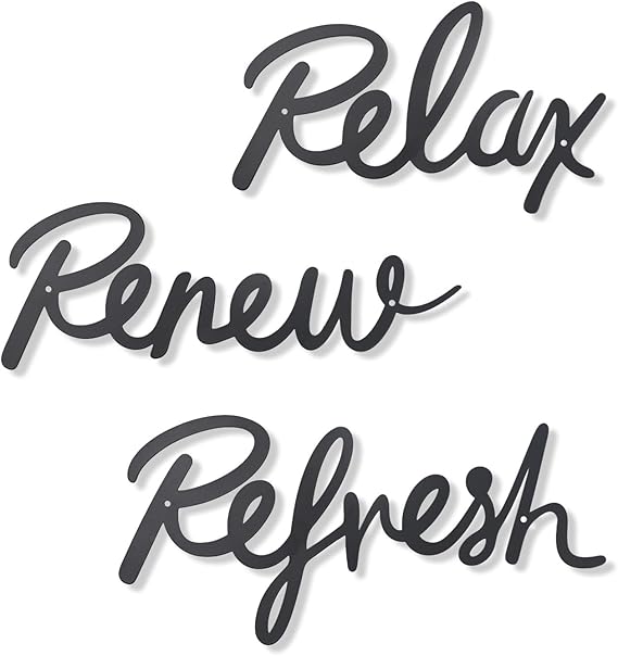 Amazon.com: OYEFLY 3 Pieces Bathroom Decor Metal Bathroom Sign,Relax ...