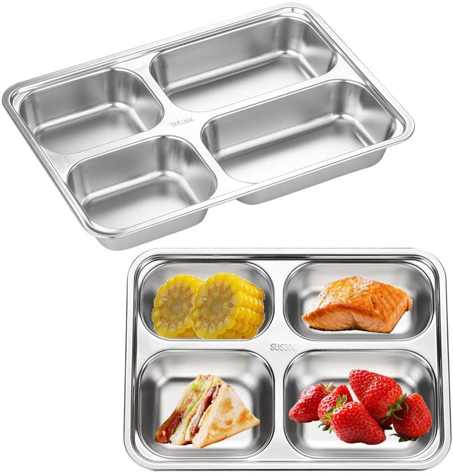 Amazon.com | AIYoo 2 Pack Stainless Steel Divided Plates Tray,4 ...