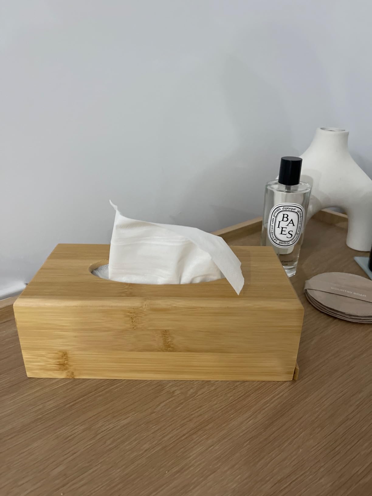 Bamboo Tissue Box Cover,POIUNA Modern, Minimalist Water Resistant ...
