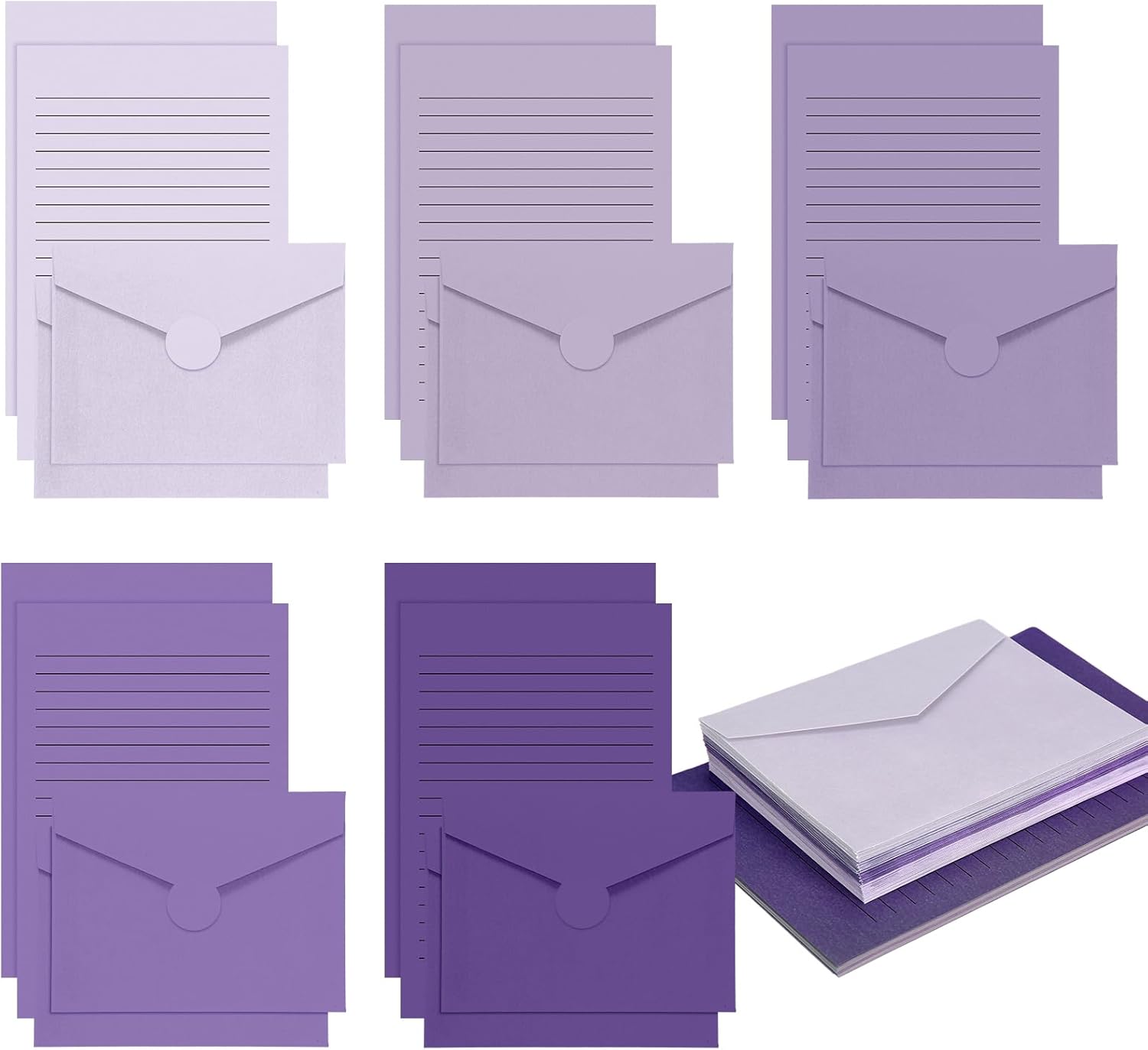 Amazon.com : 100 Pcs Stationery Lined Stationery Paper and Envelopes ...