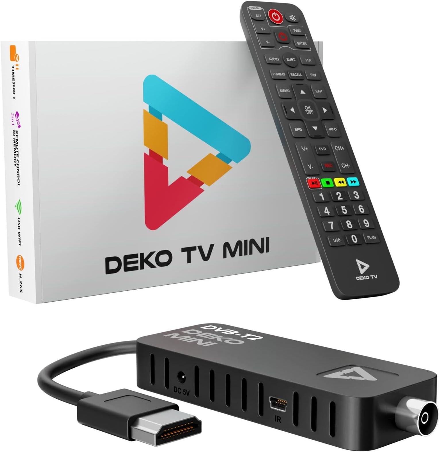 DEKO TV Mini Decodeur TNT HD pour TV - Boitier TNT DVB-T2 HEVC - Stick ...